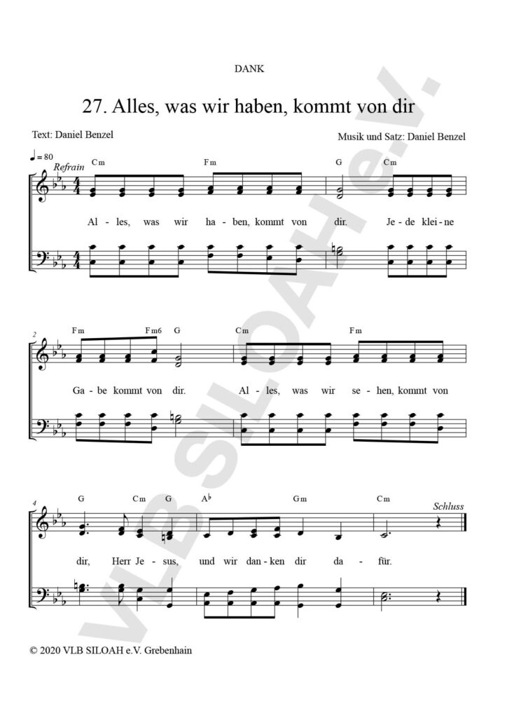 Alles, was wir haben, kommt von dir – VLB SILOAH e.V.